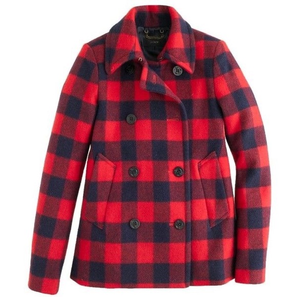 J. Crew | Jackets & Coats | Jcrew Buffalo Plaid Peacoat | Poshmark